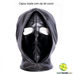 Capuz dupla com zip de couro - BDSM Brazil | BDSM Brazil